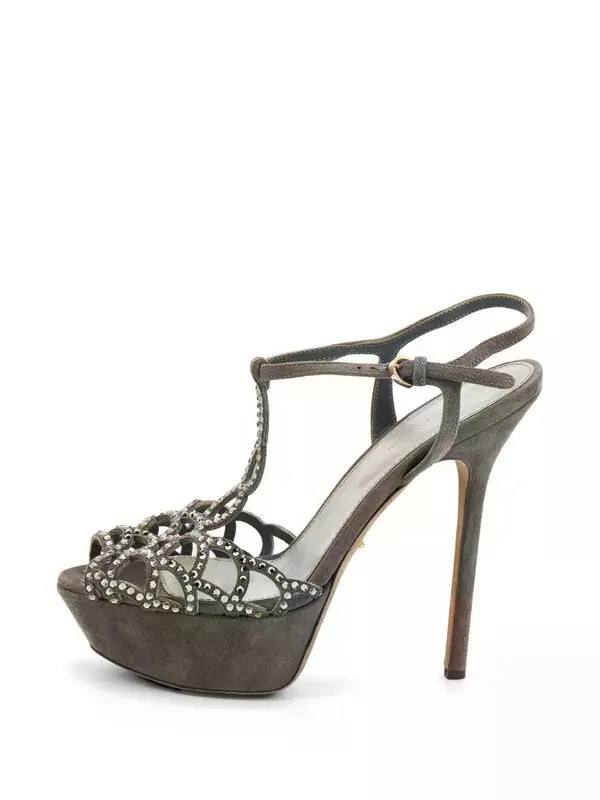 SERGIO ROSSI Embellished Scalloped-edge Sandals