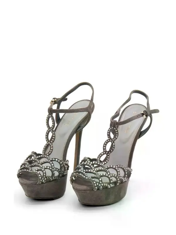 SERGIO ROSSI Embellished Scalloped-edge Sandals