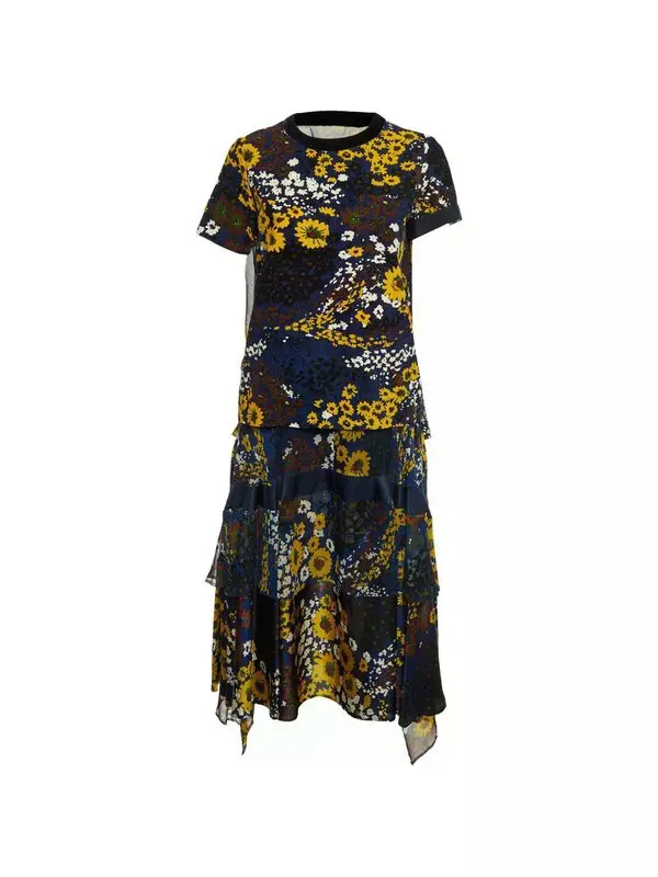 Sacai Floral-print Layered Chiffon Skirt Set