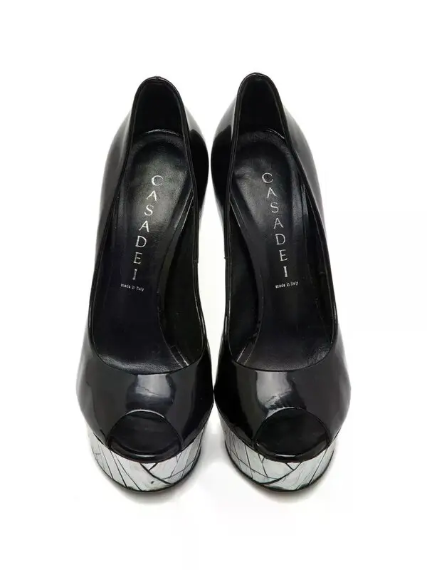 Casadei Patent Leather Peep-toe Pumps