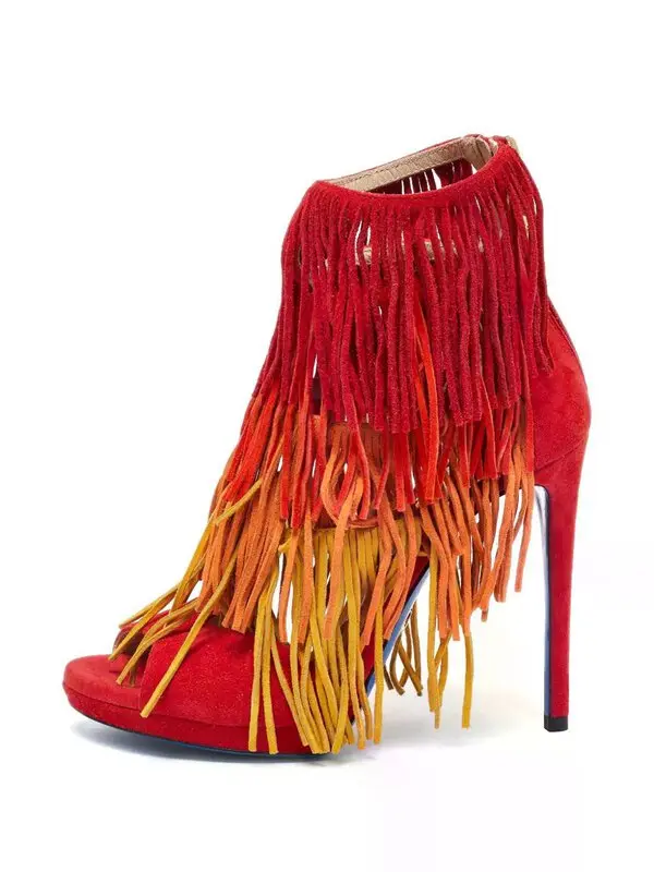LORIBLU Fringe Platform Stiletto Sandals