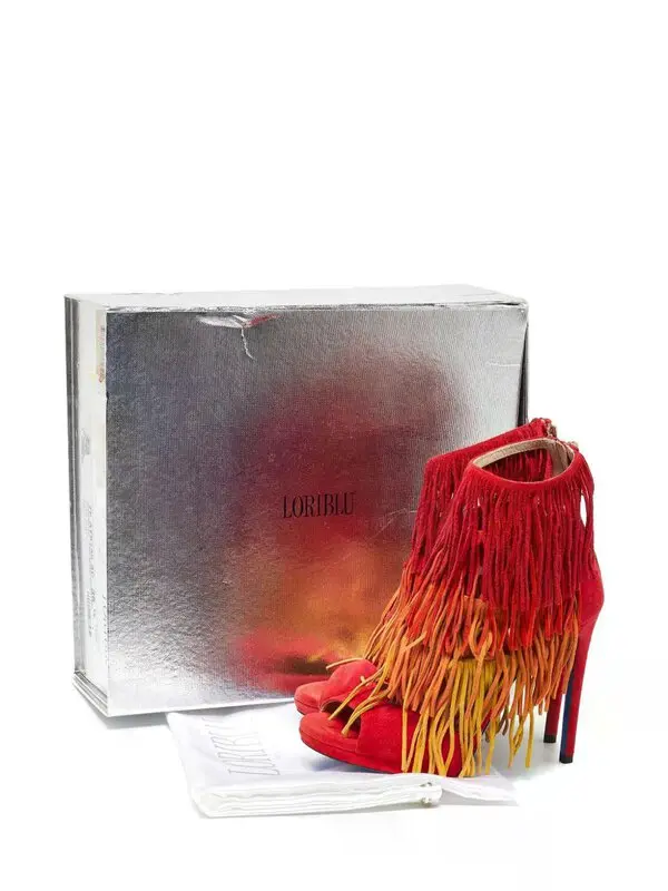 LORIBLU Fringe Platform Stiletto Sandals