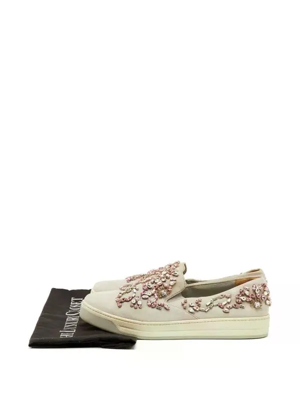 Prada Crystal-embellished Suede Slip-on Sneakers