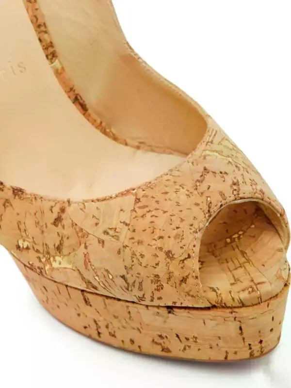 CHRISTIAN LOUBOUTIN Beige Cork Wedge Sandals