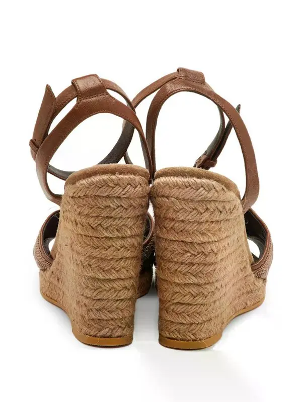 Brunello Cucinelli Monili-chain Espadrille Wedge Sandals