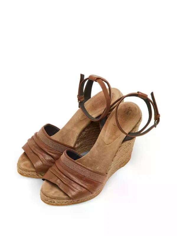 Brunello Cucinelli Monili-chain Espadrille Wedge Sandals