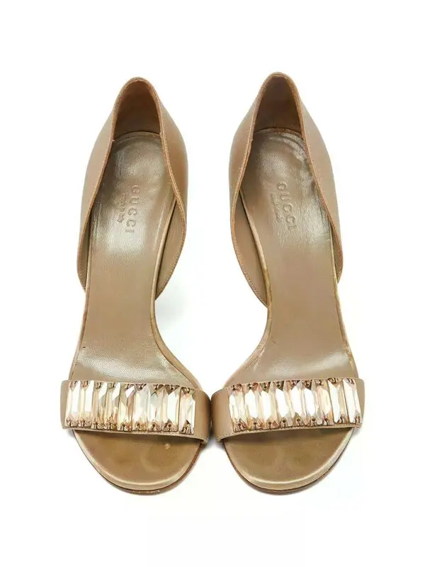 Gucci Crystal-embellished Open-toe Pumps