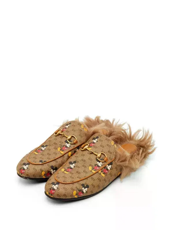 Gucci Princetown Mickey Mouse Gg Supreme Canvas Mules