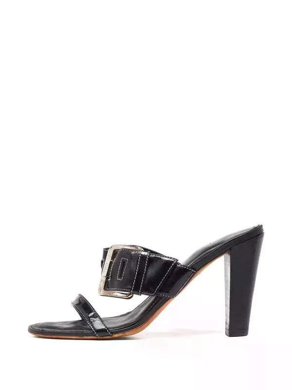 TOD'S Patent Leather Open-toe Buckle Detail Sandals - Black