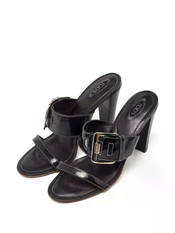 TOD'S Patent Leather Open-toe Buckle Detail Sandals