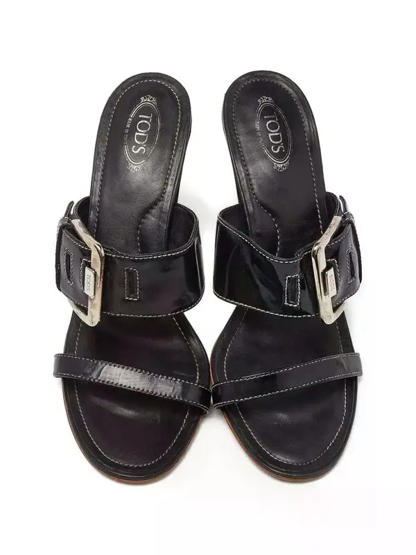 TOD'S Patent Leather Open-toe Buckle Detail Sandals