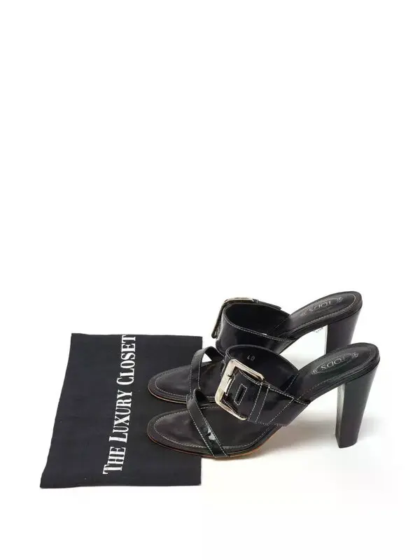 TOD'S Patent Leather Open-toe Buckle Detail Sandals
