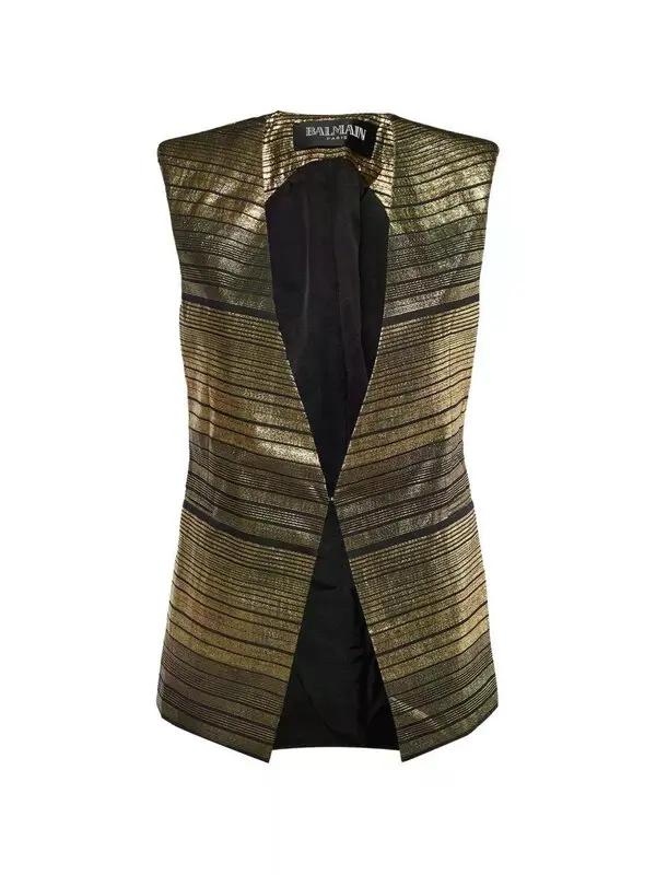 Balmain Horizontal-striped Long Vest
