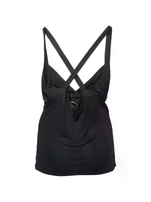 Versace Greca Crystal-embellished Tank Top - Black