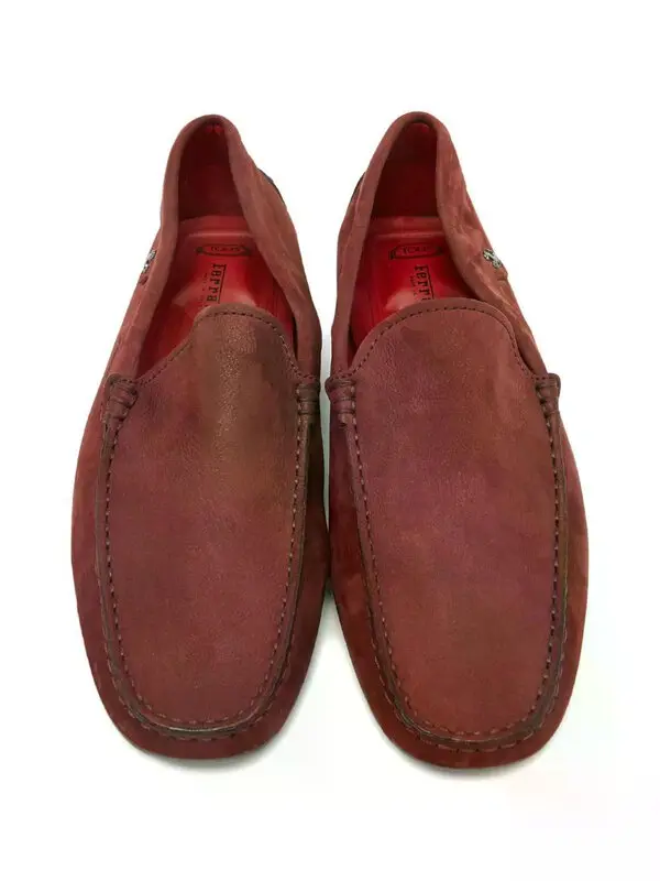TOD'S X Ferrari Nubuck Leather Loafers - Red
