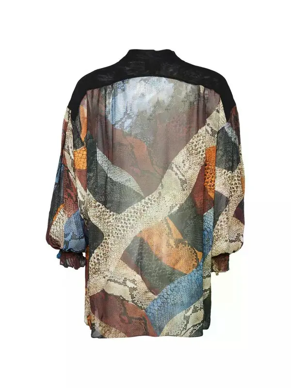Just Cavalli Animal Print Tie Neck Blouse