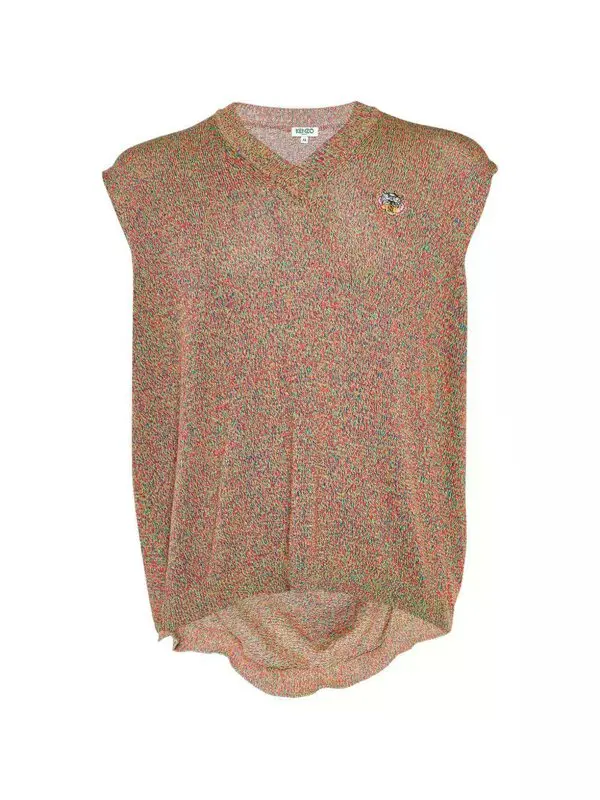 Kenzo Sleeveless Embroidered Logo Knit Sweater