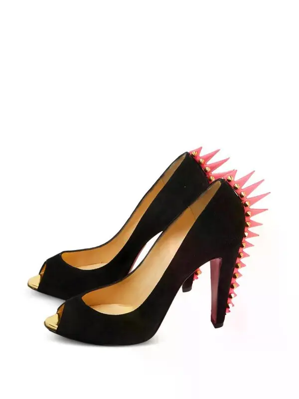 CHRISTIAN LOUBOUTIN Suede Embellished Peep-toe Pumps