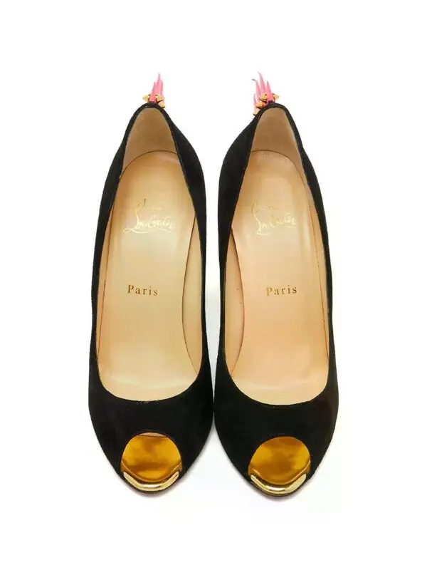 CHRISTIAN LOUBOUTIN Suede Embellished Peep-toe Pumps