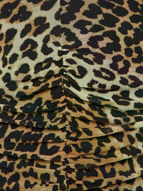 GANNI Animal-print Ruched Mini Dress