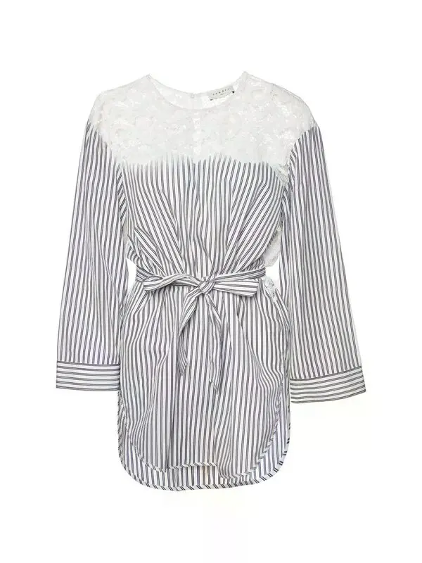 Sandro Striped Lace-trimmed Top