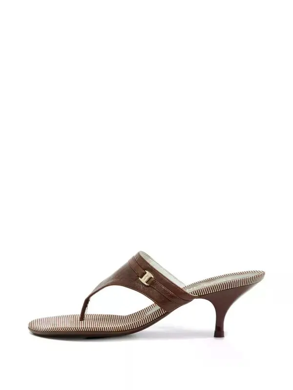 FERRAGAMO Leather Thong Heeled Sandals