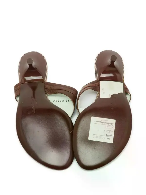 FERRAGAMO Leather Thong Heeled Sandals