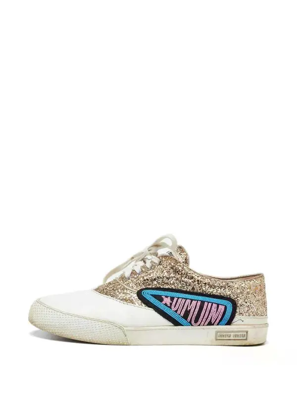 Miu Miu Glitter Leather Low-top Sneakers