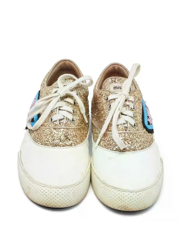Miu Miu Glitter Leather Low-top Sneakers