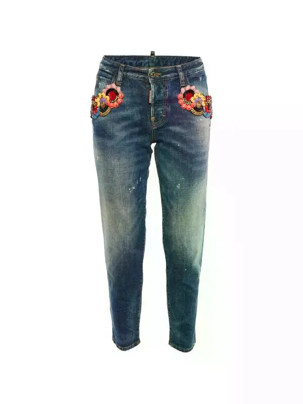 Dsquared2 Bead-embellished Straight-leg Jeans