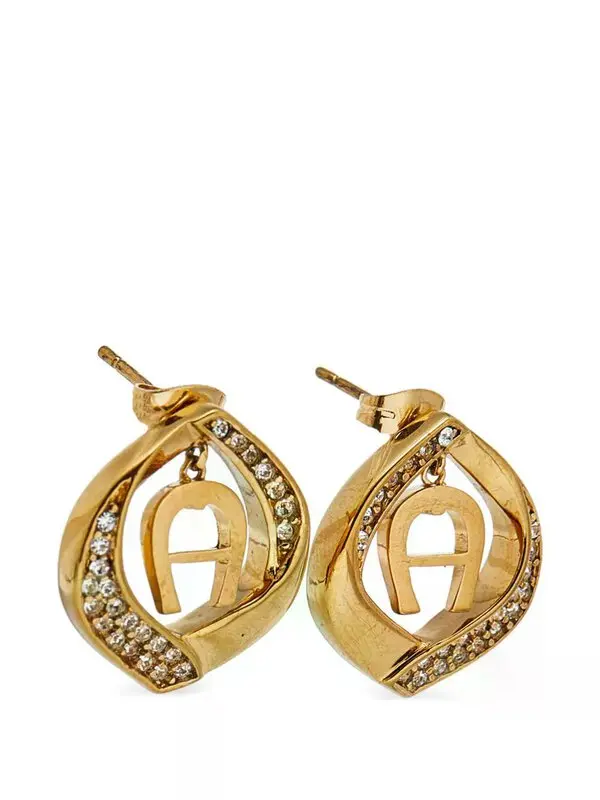 AIGNER Crystal-embellished Logo Pendant Earrings