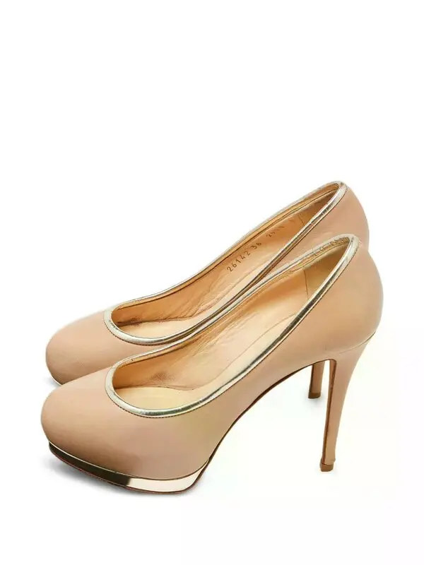 GIUSEPPE ZANOTTI Beige Leather Platform Stiletto Pumps