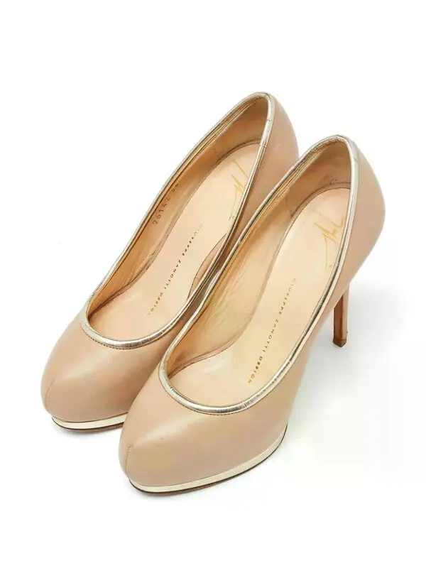 GIUSEPPE ZANOTTI Beige Leather Platform Stiletto Pumps