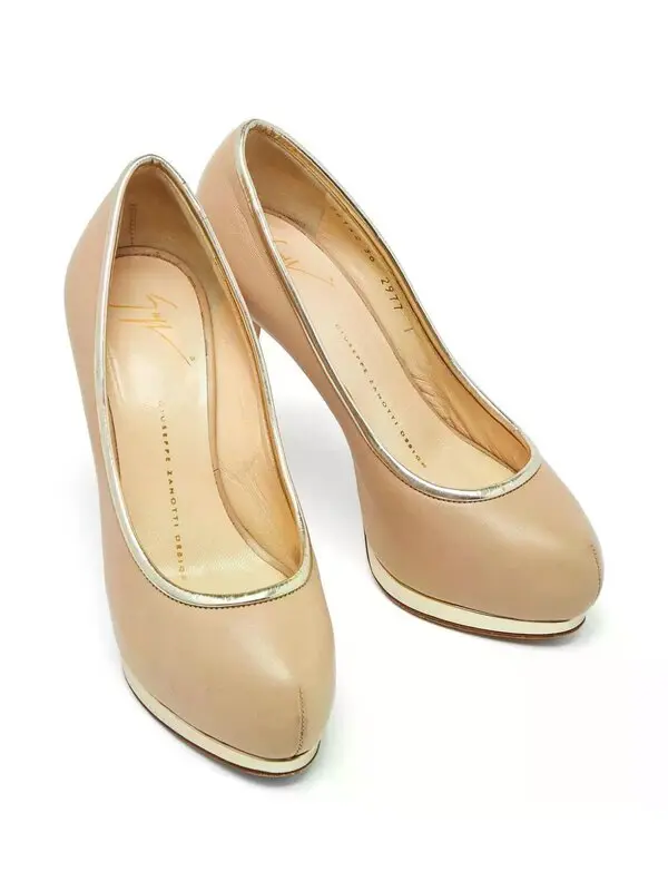 GIUSEPPE ZANOTTI Beige Leather Platform Stiletto Pumps