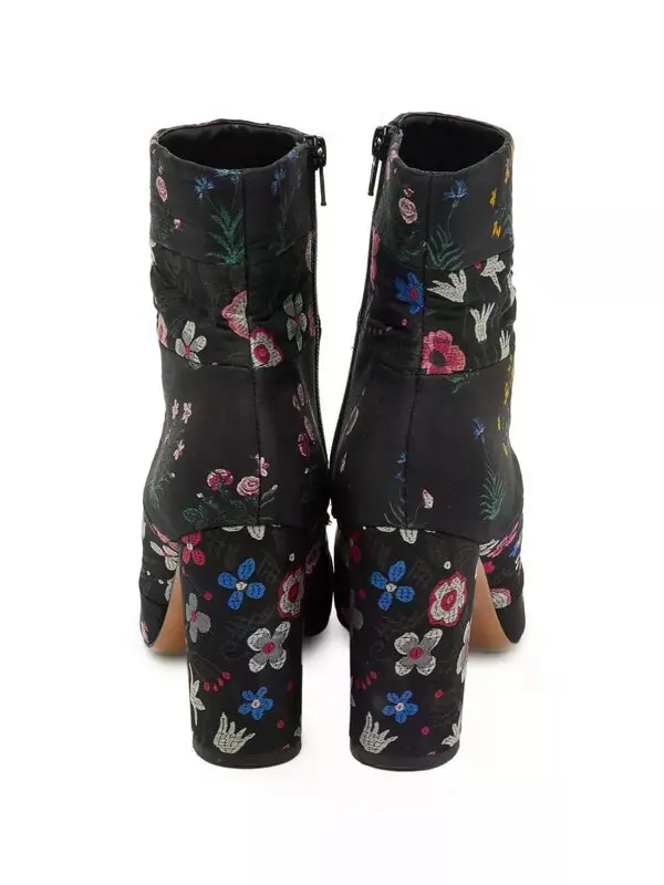 Valentino Garavani Floral Print Leather Ankle Boots