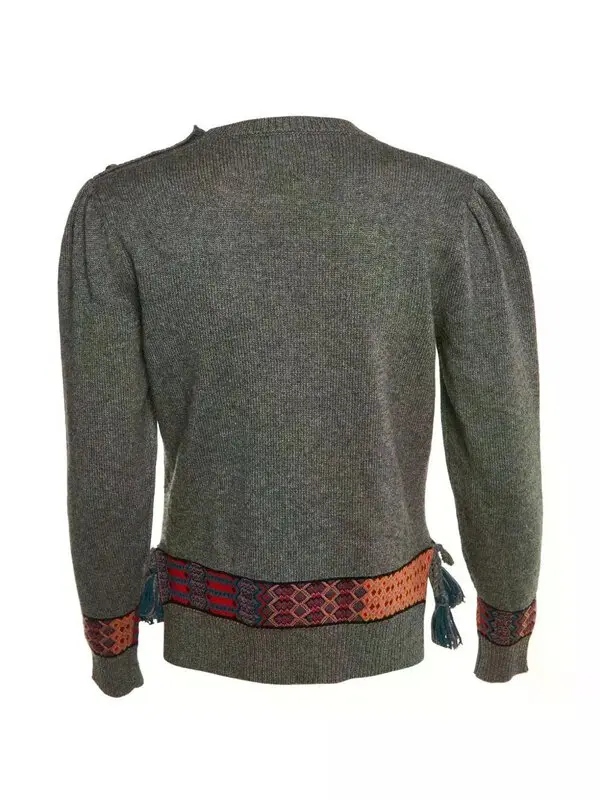 Etro Buttoned Wool Sweater With Patterned Trim
