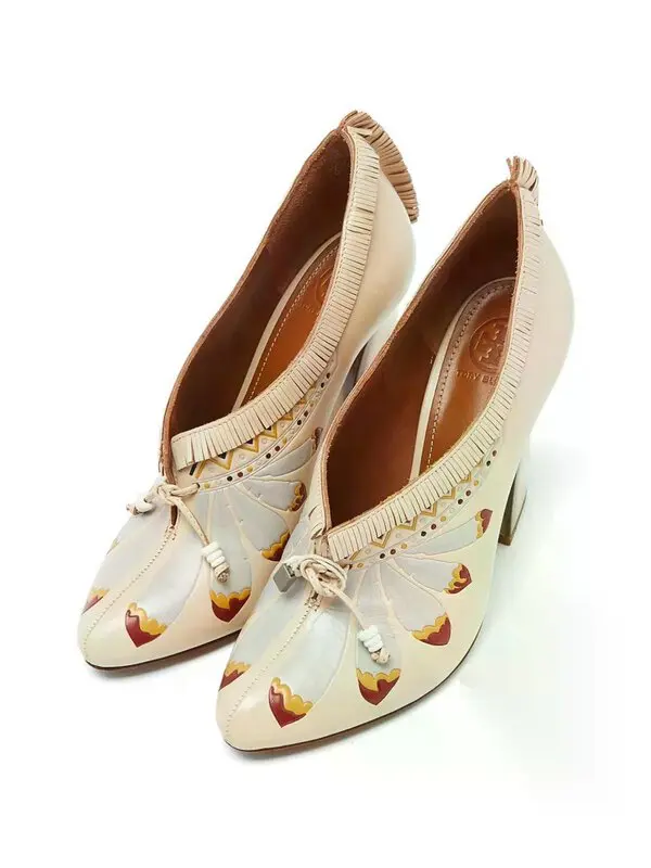 Tory Burch Fringed Printed Ankle Pumps