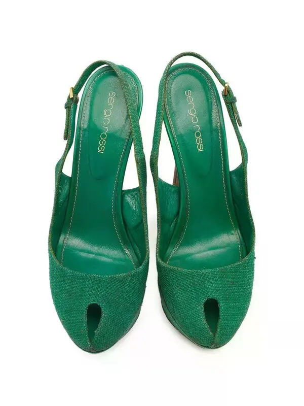 SERGIO ROSSI Peep-toe Platform Slingback Sandals