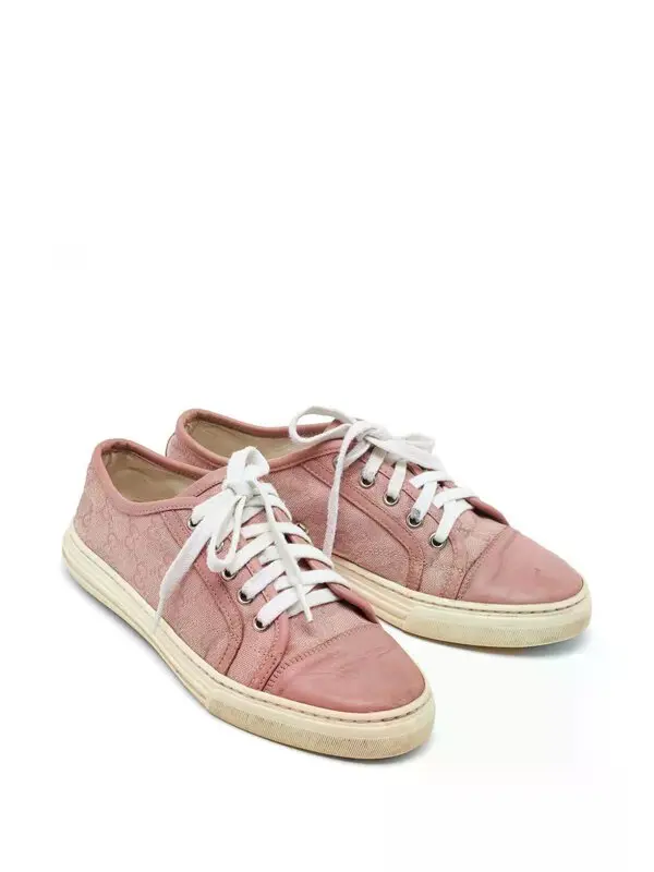 Gucci Gg Canvas Leather Trim Sneakers