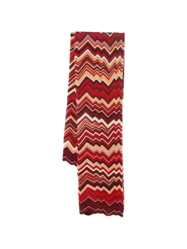 Missoni Chevron-patterned Knitted Scarf - Red