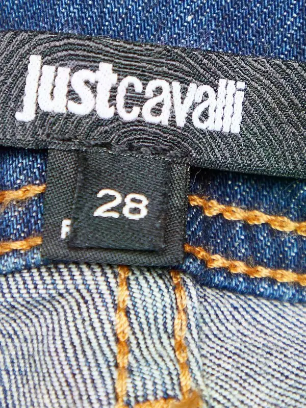 Just Cavalli Distressed Jeans With Floral Embroidery