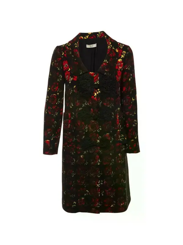 Prada Floral Print Frog Fastening Coat