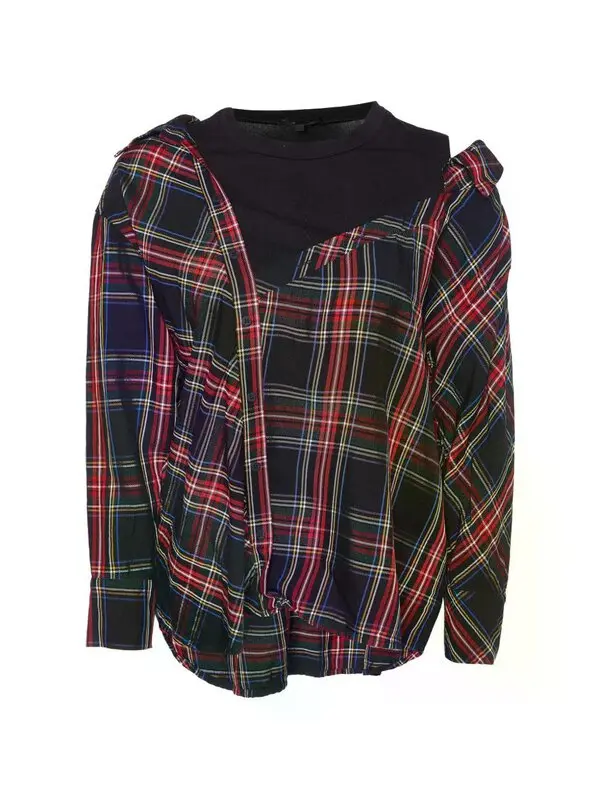 Maje Asymmetrical Plaid-check Shirt