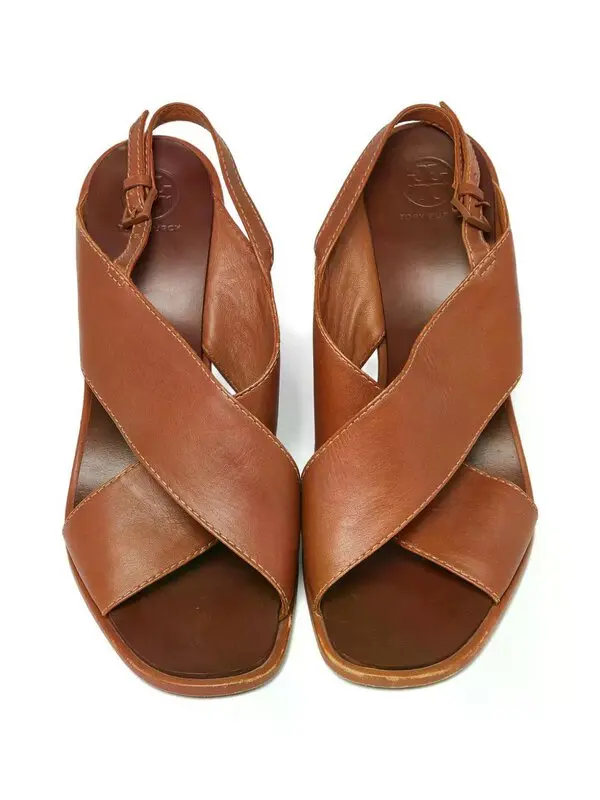 Tory Burch Leather Wedge Slingback Sandals