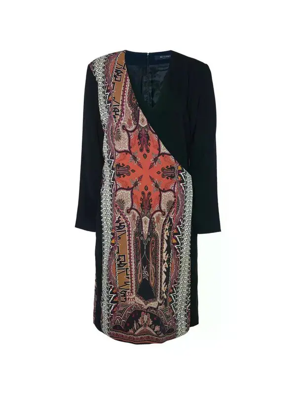 Etro Paisley Print Wool V-neck Dress