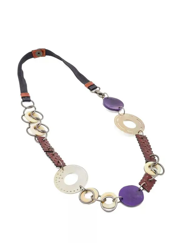 Marni Leather And Wood Chain-link Necklace