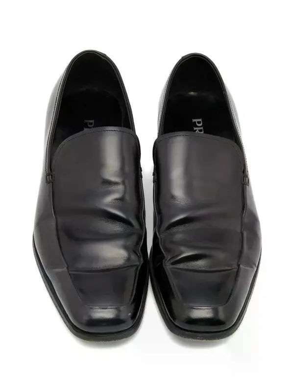 Prada Leather Square Toe Slip-on Loafers
