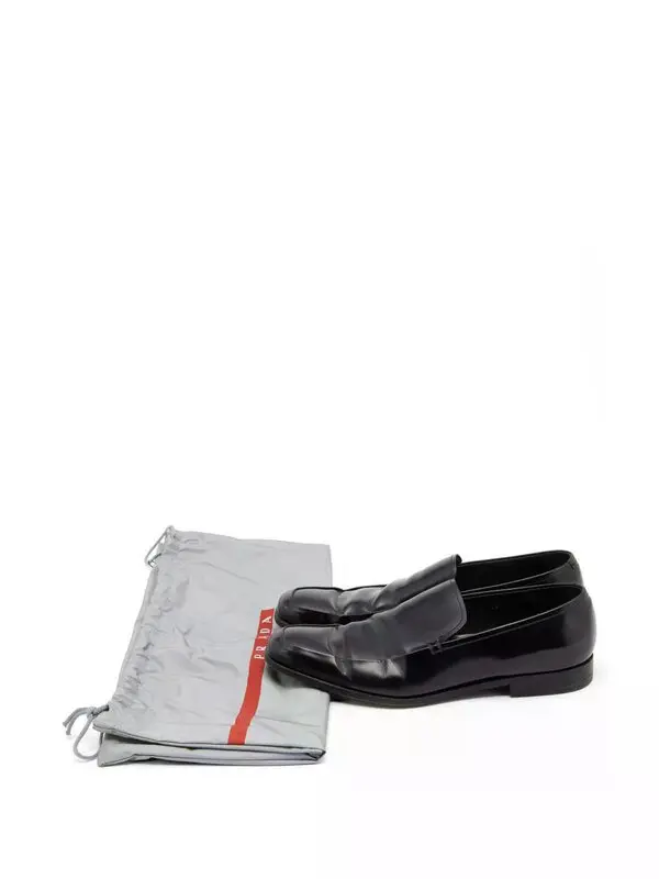Prada Leather Square Toe Slip-on Loafers