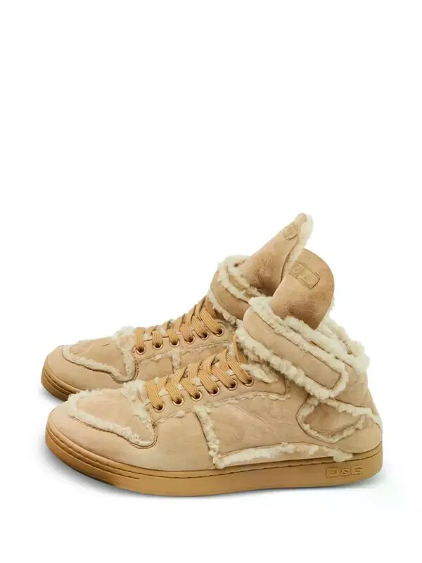 Dolce & Gabbana Shearling-trim Suede Sneakers