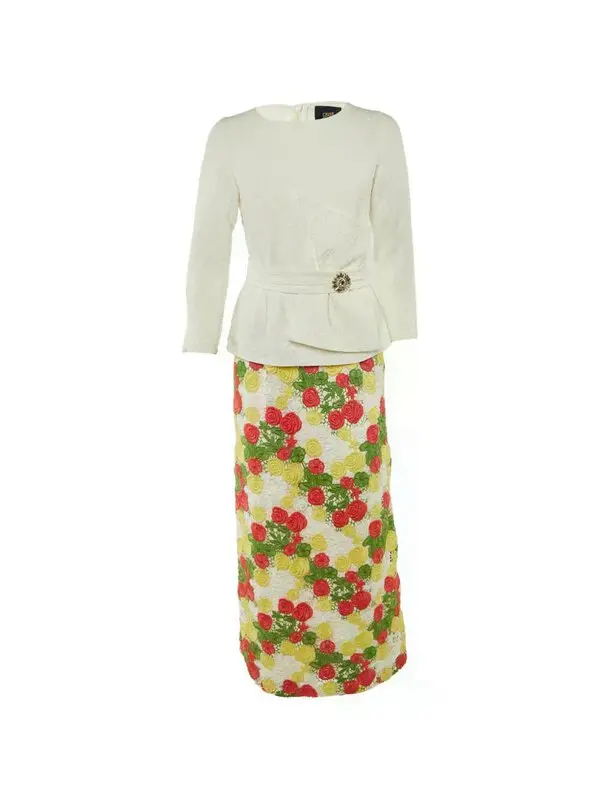 Roberto Cavalli Floral Lace Peplum Maxi Dress